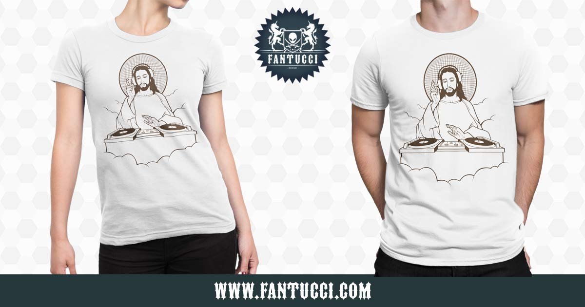 Funny T-Shirts. "DJ Jesus" Unisex T-Shirt. 100% Ultra Cotton.